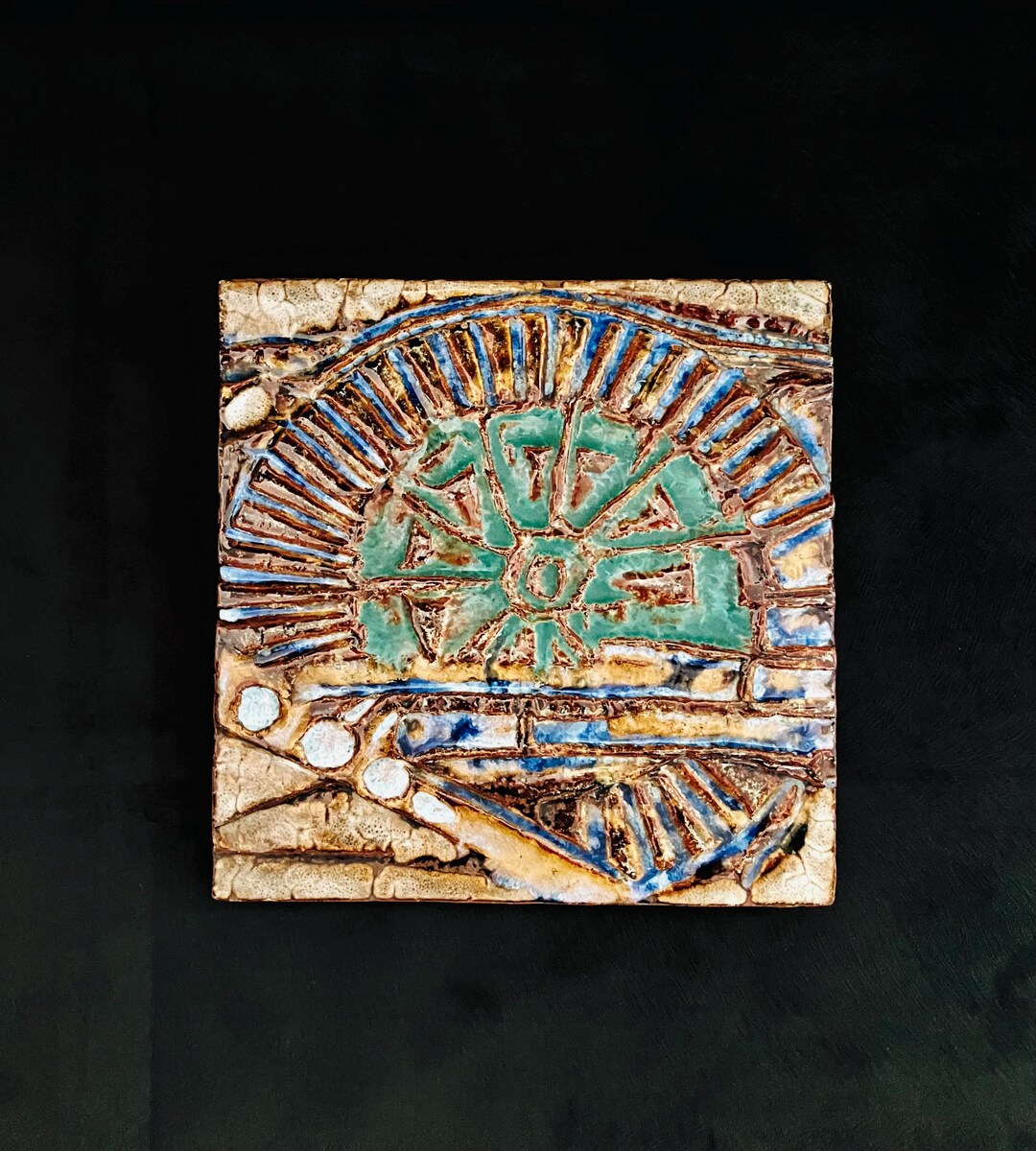Mid Century Alvaro Rocha Portugal Large Brutalist Ceramic Tile Slight A ...