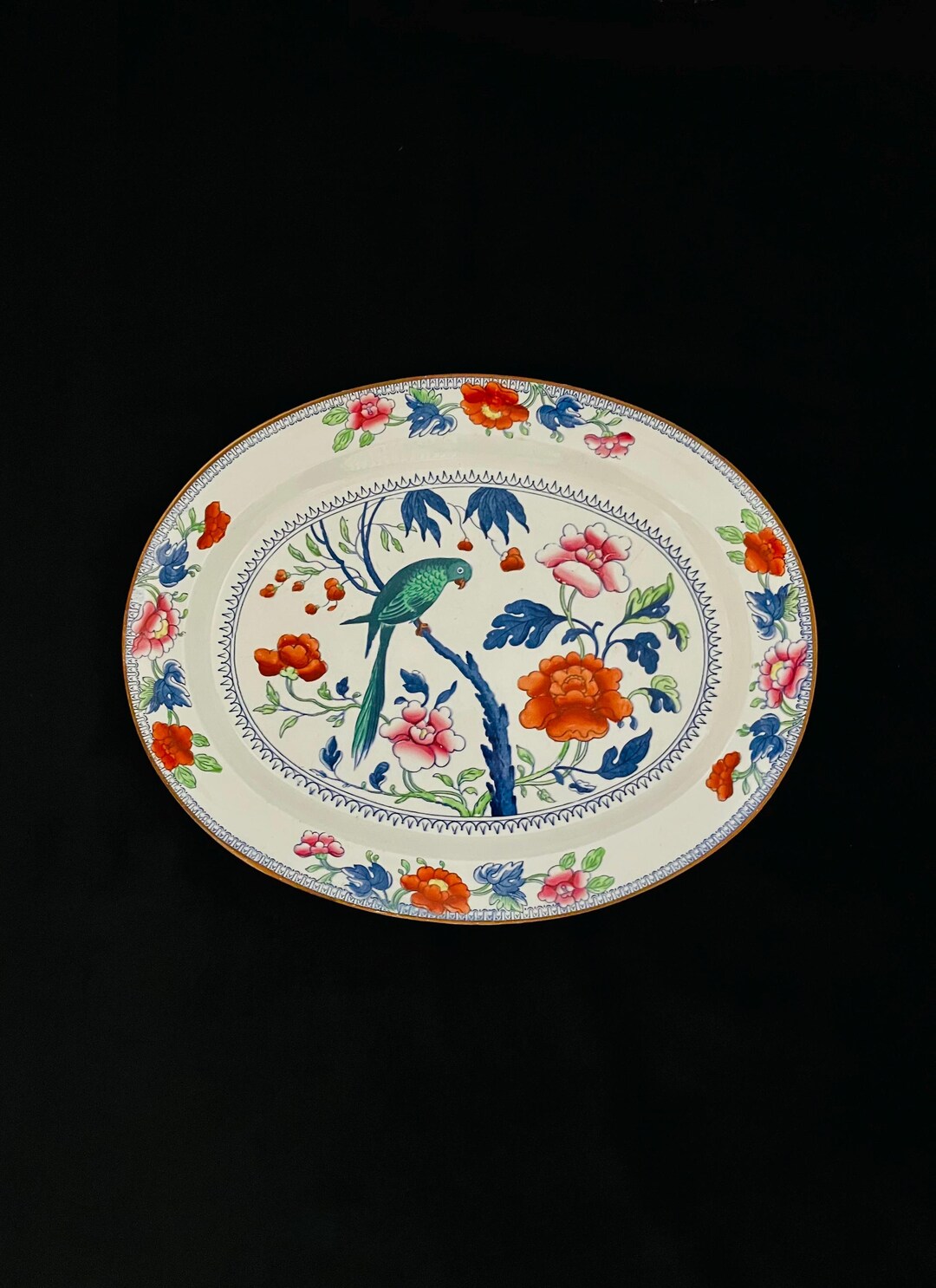 1930’s Booth’s Silicon China Green Parrot Large Meat Plate - Etsy