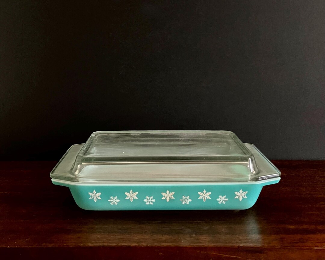 Mid Century Pyrex Turquoise Snowflake Glass Lidded Oven Dish - Etsy