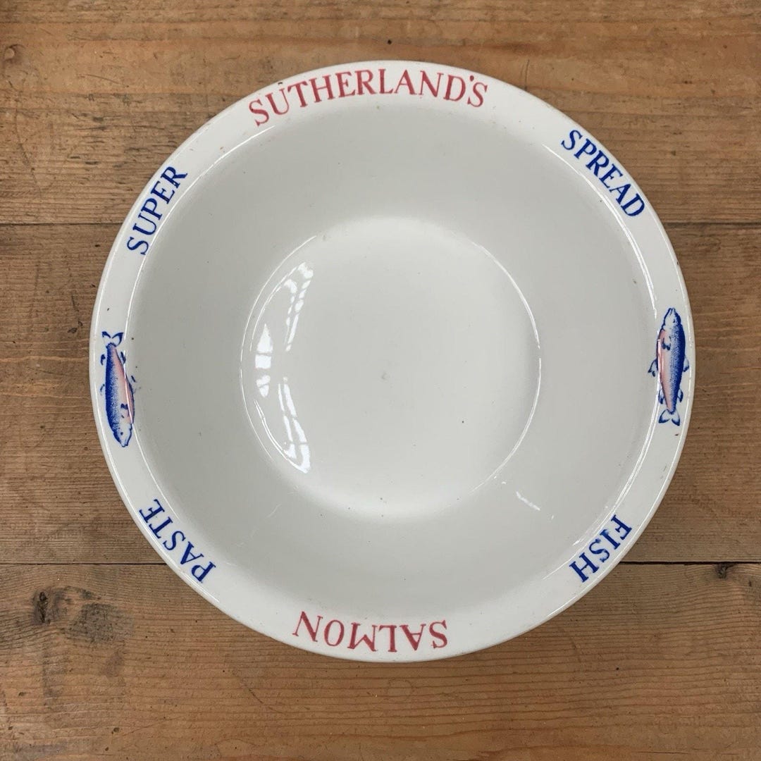 Vintage Ironstone Advertising Dish - Sutherland’s Spread - Salmon Fish ...