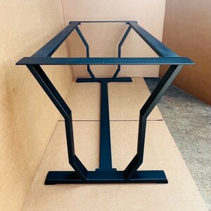 Modern Steel Table Base, Set of 2 Legs With 2 Upper Cross Braces and 1 ...
