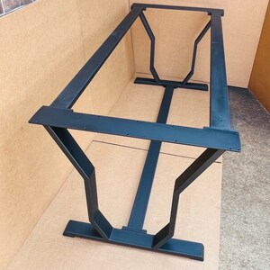 Modern Steel Table Base, Set of 2 Legs With 2 Upper Cross Braces and 1 ...