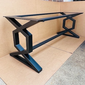 The Hexagon Steel Table Base, Super Heavy Duty Set of 2 Legs With 3 ...