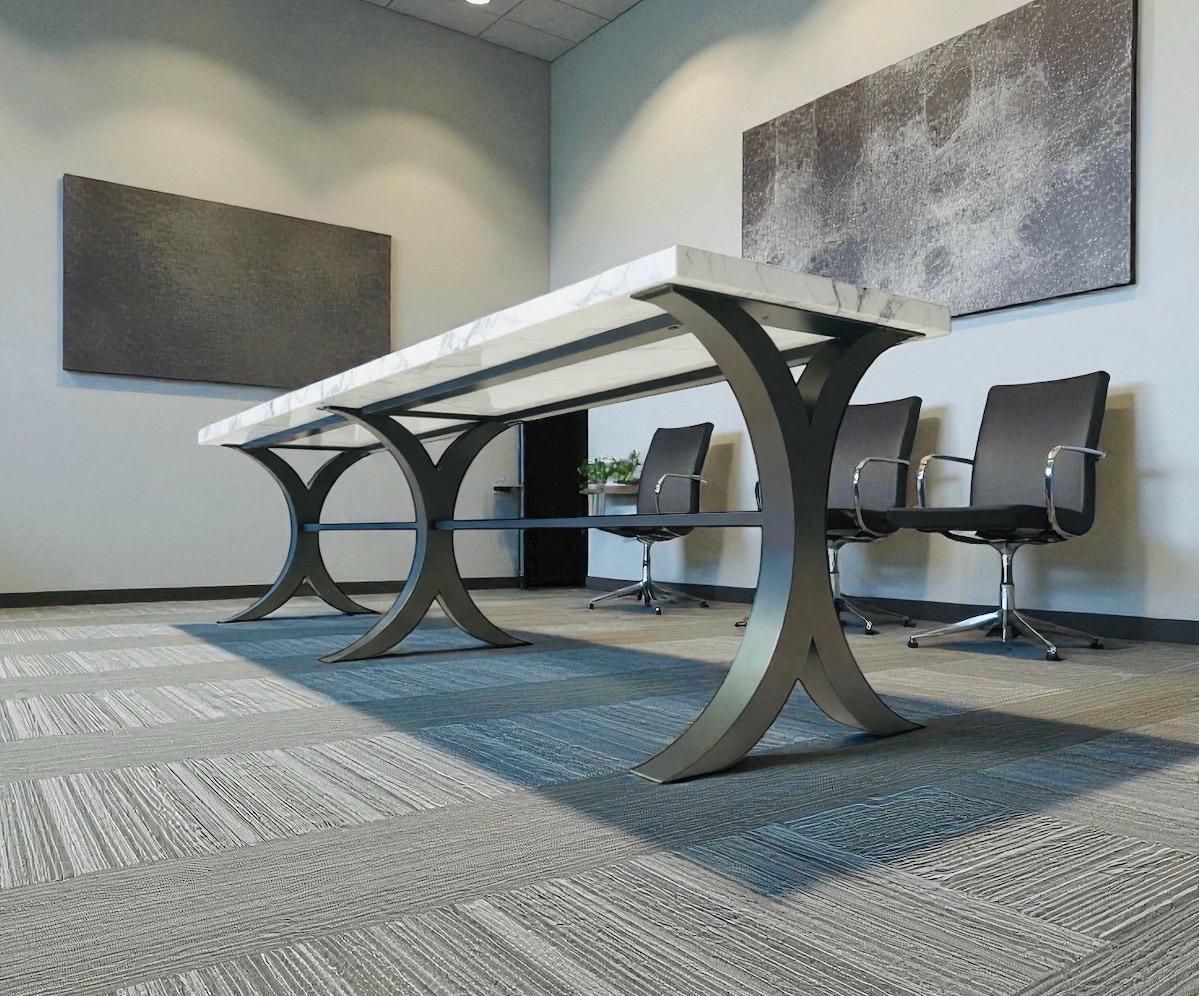 Handmade Steel Conference Table Base | Modern Matte Black Metal Frame ...