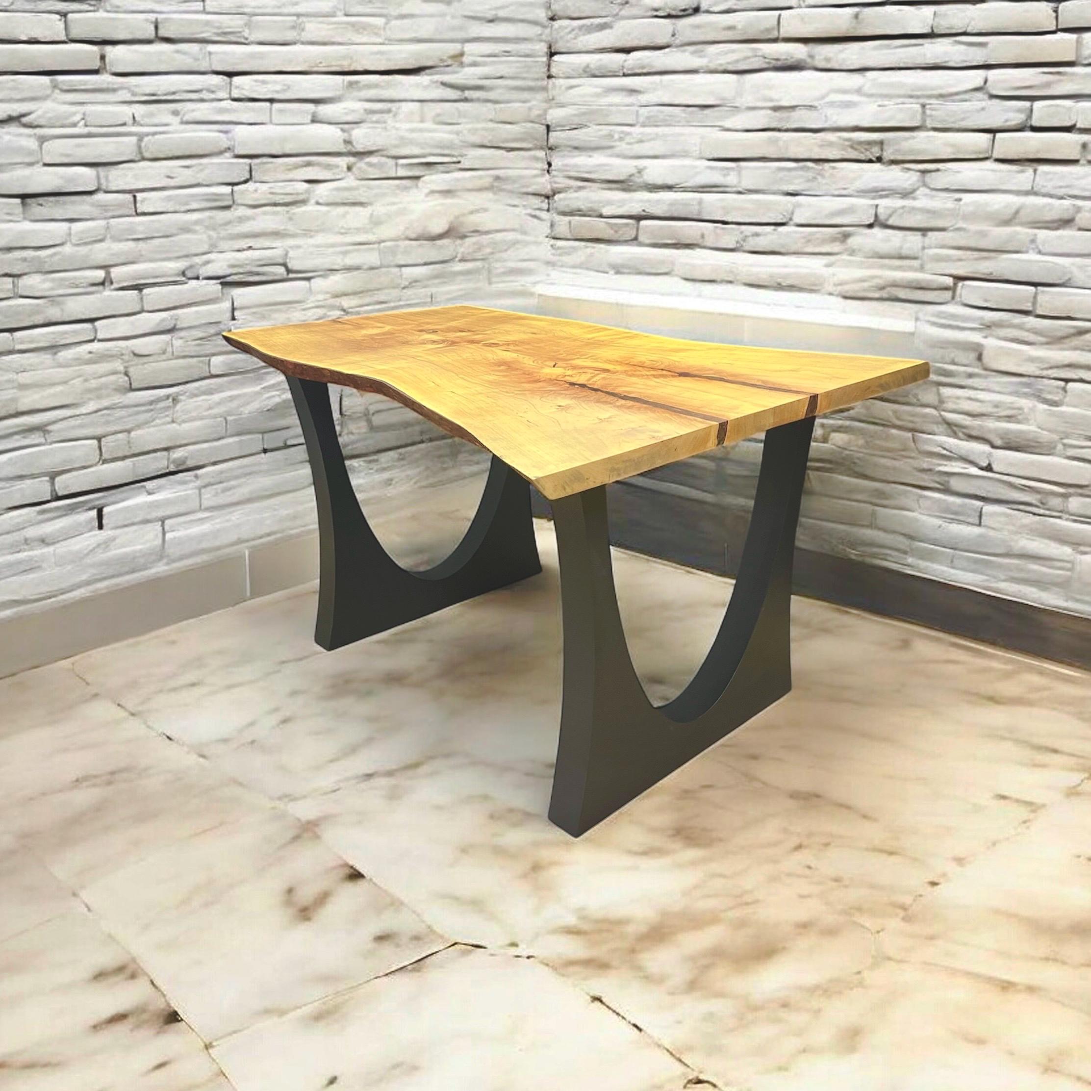 Modern Black Powder Coated Steel Table Legs: 28-inch DIY Desk Legs (set ...