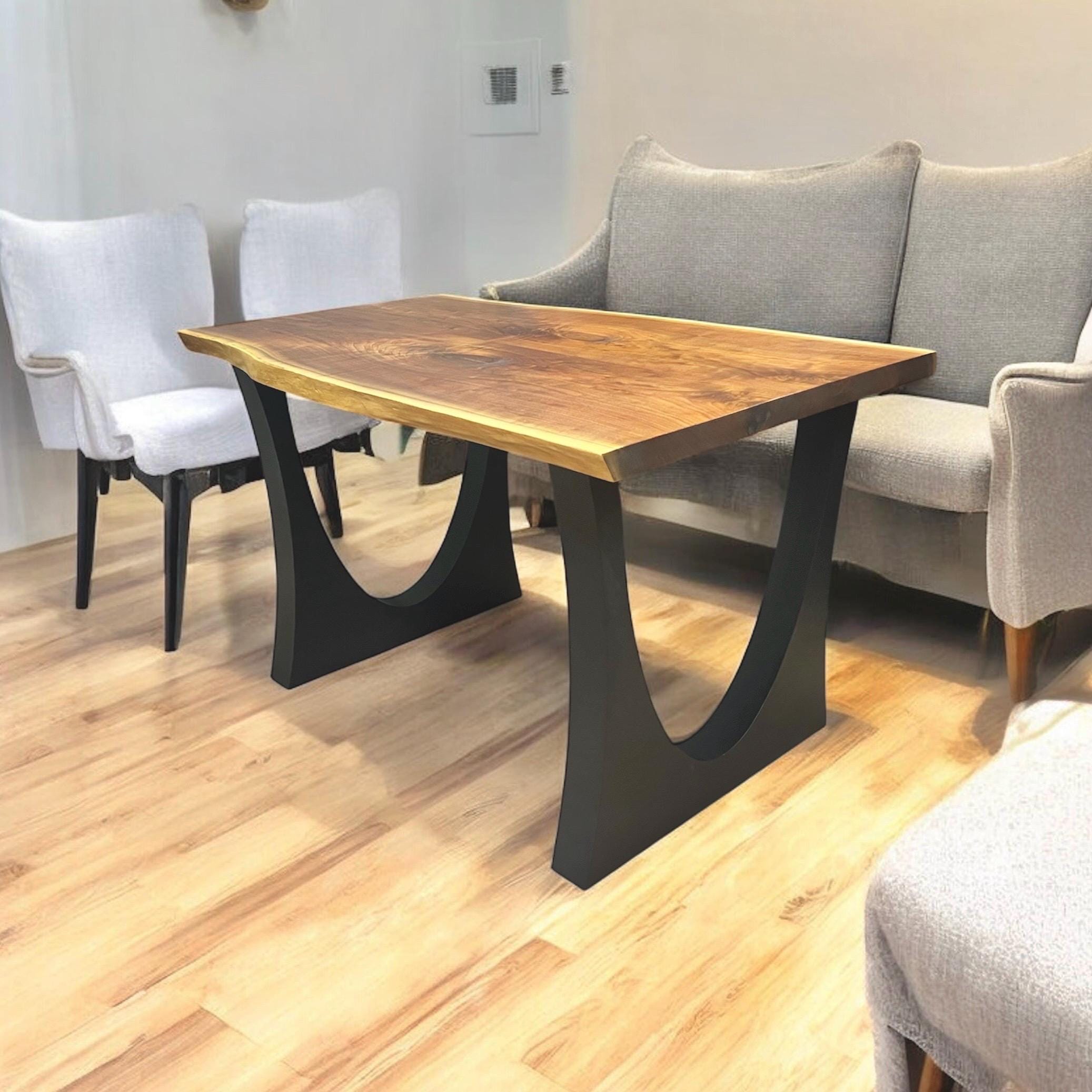 Modern Black Powder Coated Steel Table Legs: 28-inch DIY Desk Legs (set ...