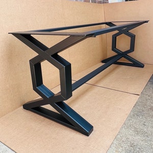 The Hexagon Steel Table Base, Super Heavy Duty Set of 2 Legs With 3 ...