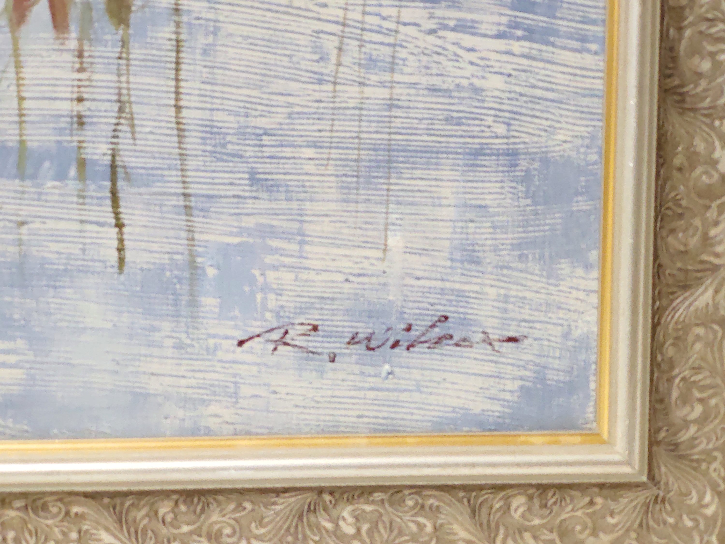 R. Wilcox Vintage Floral Still Life Oil Painting 36"x24" - Etsy