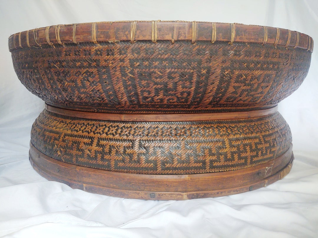 Large Chinese Handwoven Rattan Tea Basket Circa 1890 - Etsy