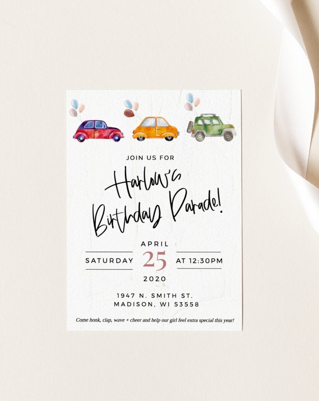 Birthday Parade Invitation (customized!) | Drive-by Birthday ...
