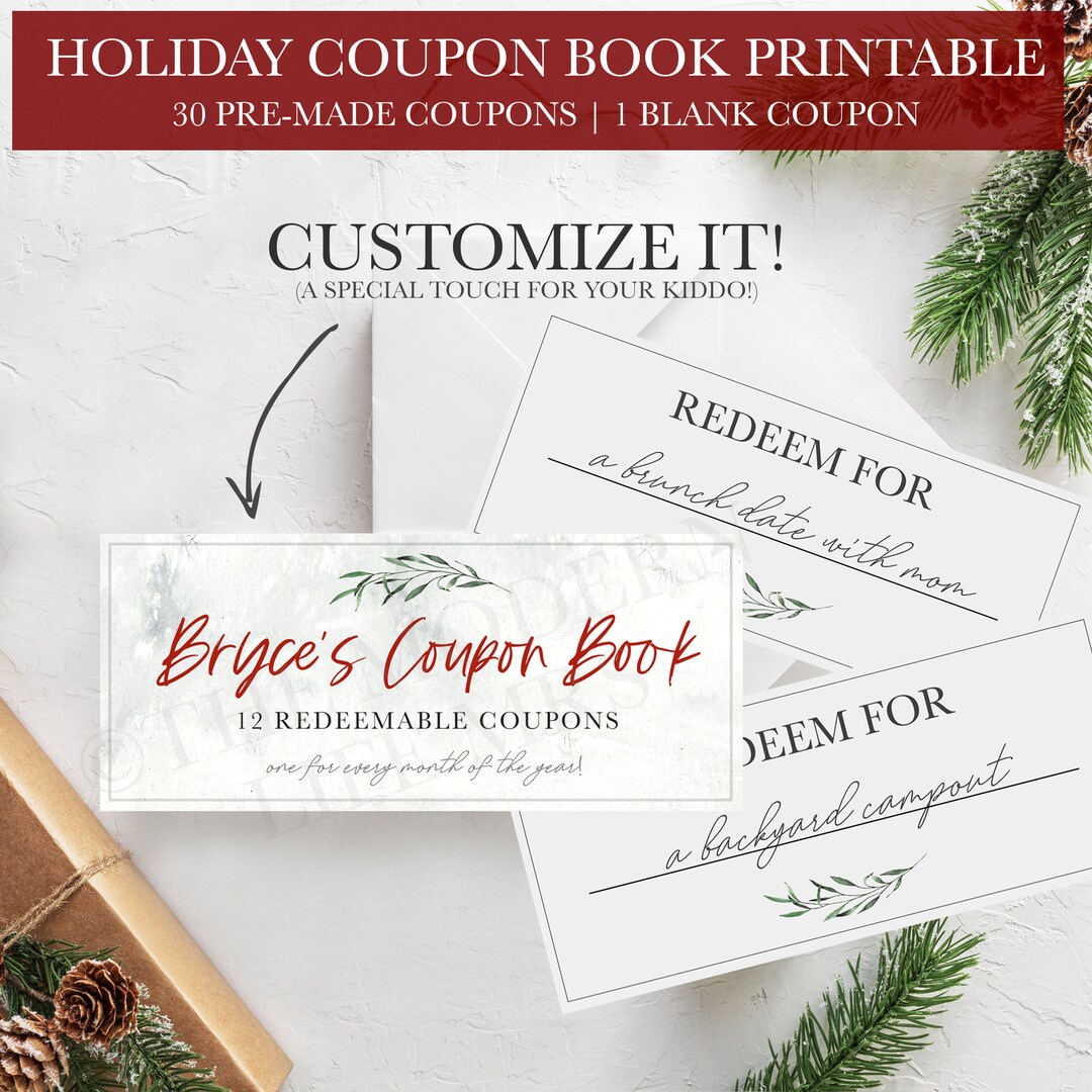 Children's Coupon Book (printable W/fill in Blank Option) CHRISTMAS ...