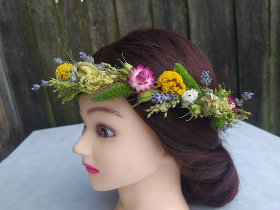 Wild Flower Head Crown Dried Flower Head Crown Lavender Pink - Etsy