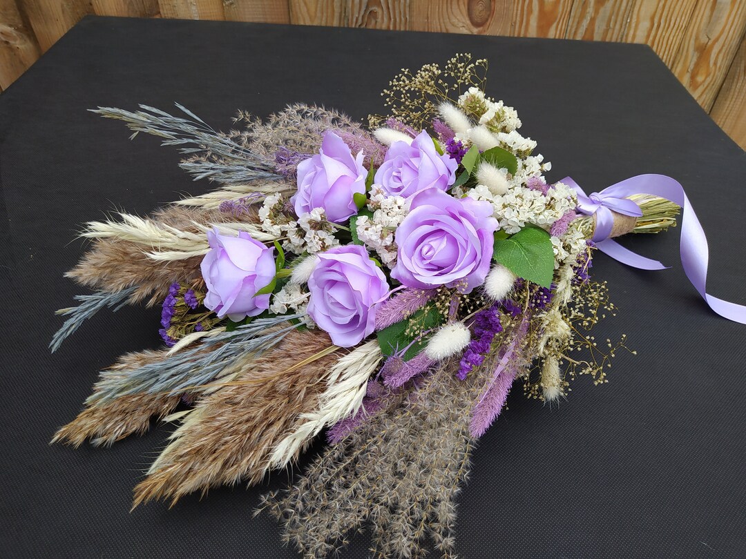 Lilac Roses Bouquet Dried Flower Bouquet Purple Bouquet - Etsy