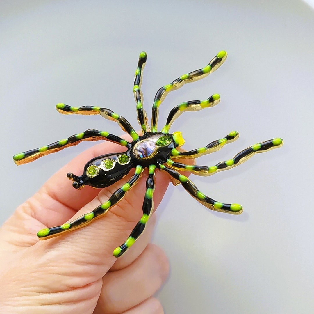 Large Spider Brooch, Black and Yellow Brooch, Extra Large Spider Brooch ...