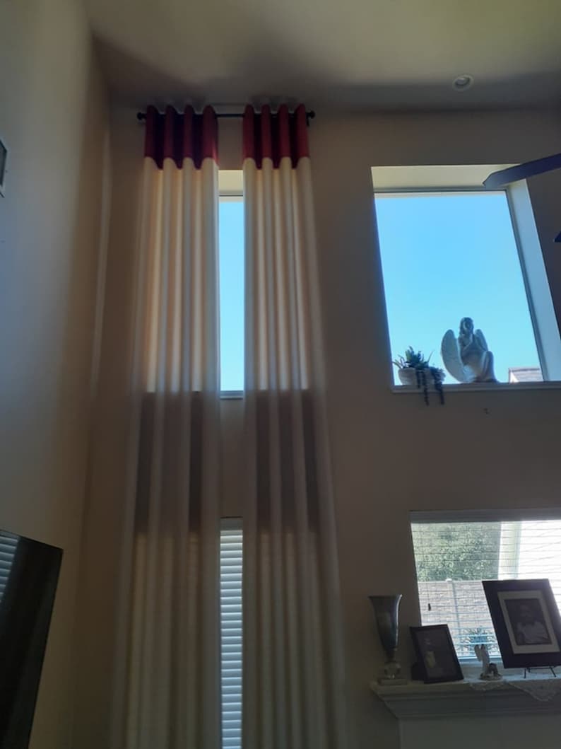 Extra Long Curtain for High Ceiling Custom Made Block Color Wide Drape ...