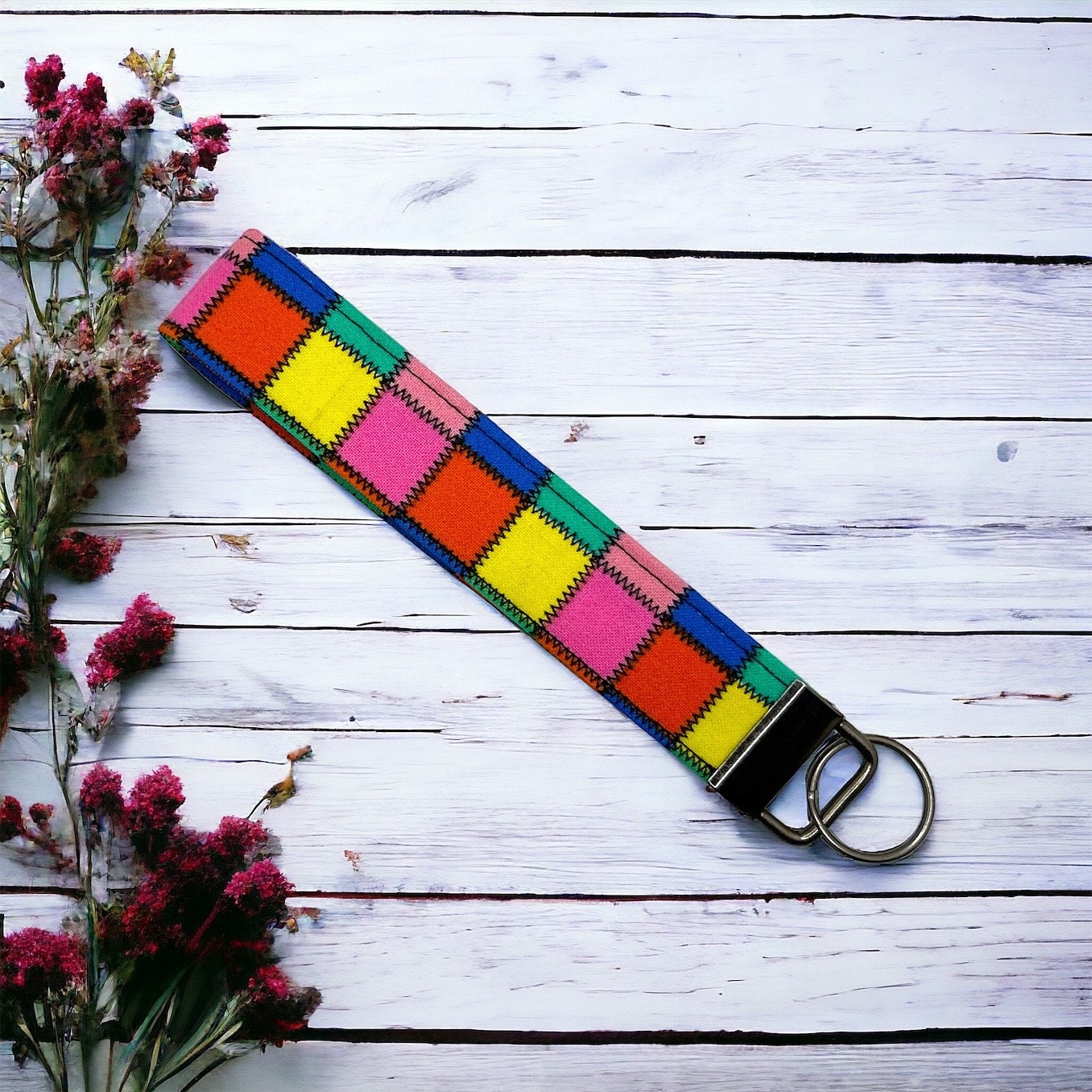 Patchwork Key Wristlet/keychain for a Teen /hippi Girl Key Strap Holder ...