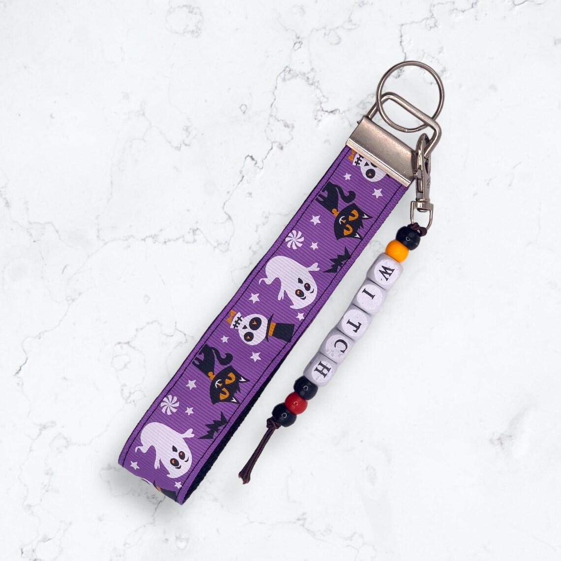 Ghosts Halloween Keychain With Beaded Witches Charms /handmade Key ...