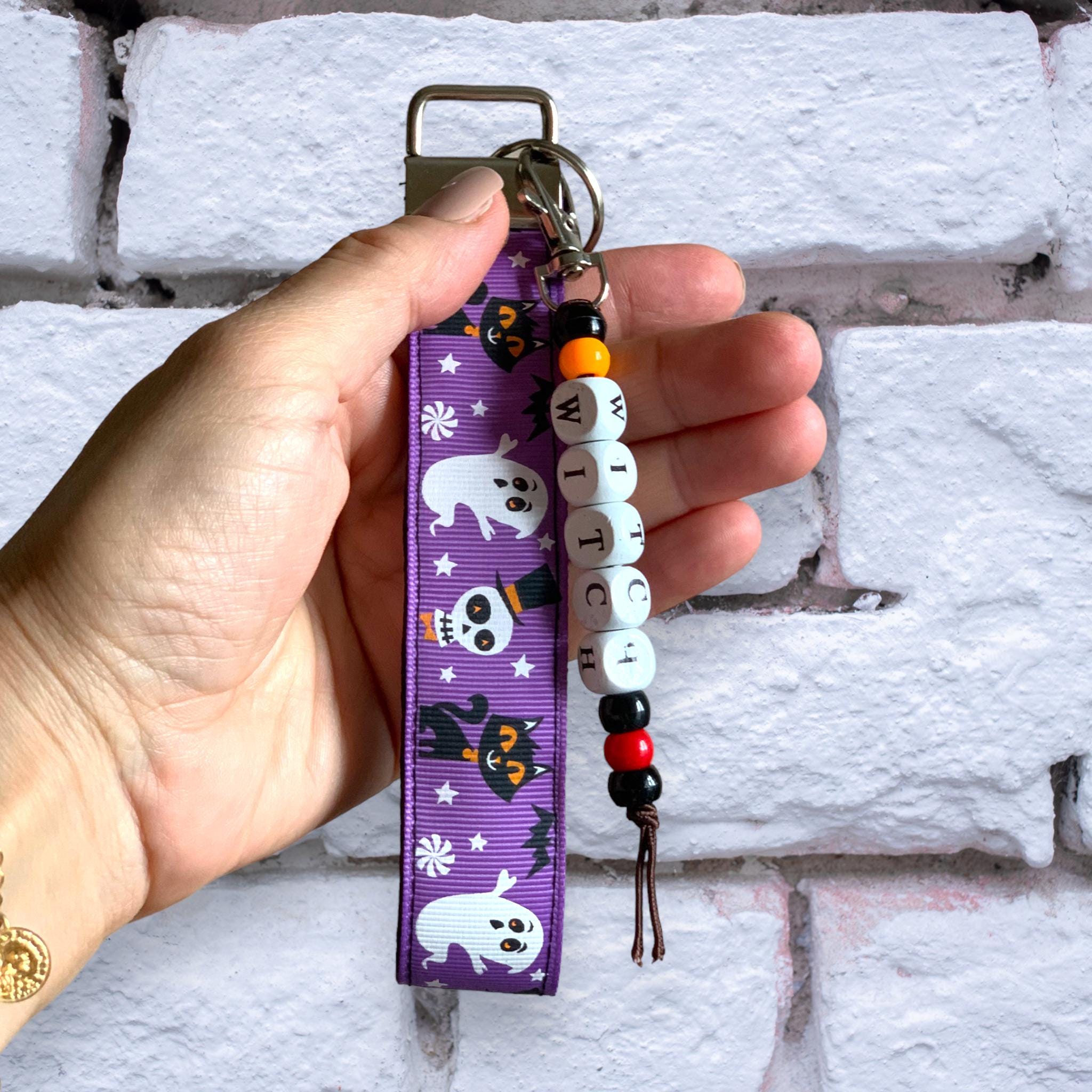 Ghosts Halloween Keychain With Beaded Witches Charms /handmade Key ...