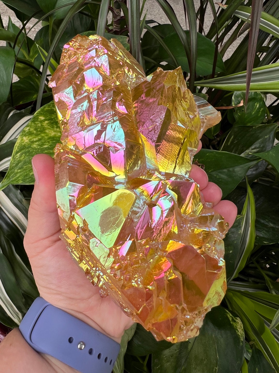 MASSIVE Sunset Aura Elestial Quartz, Double Terminated - Etsy