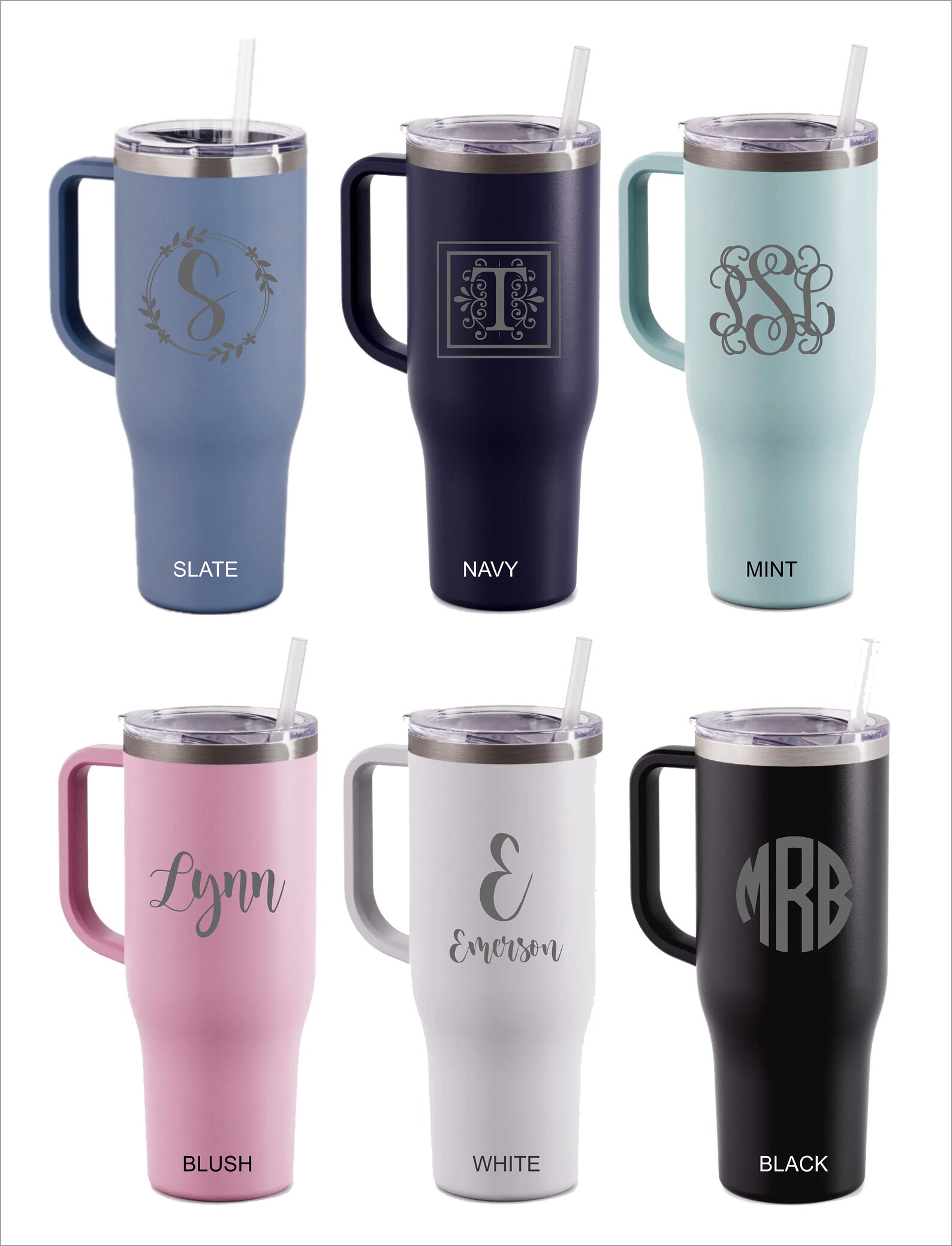 Large Personalized Cup With Handle, Monogram Water Bottle, Custom ...