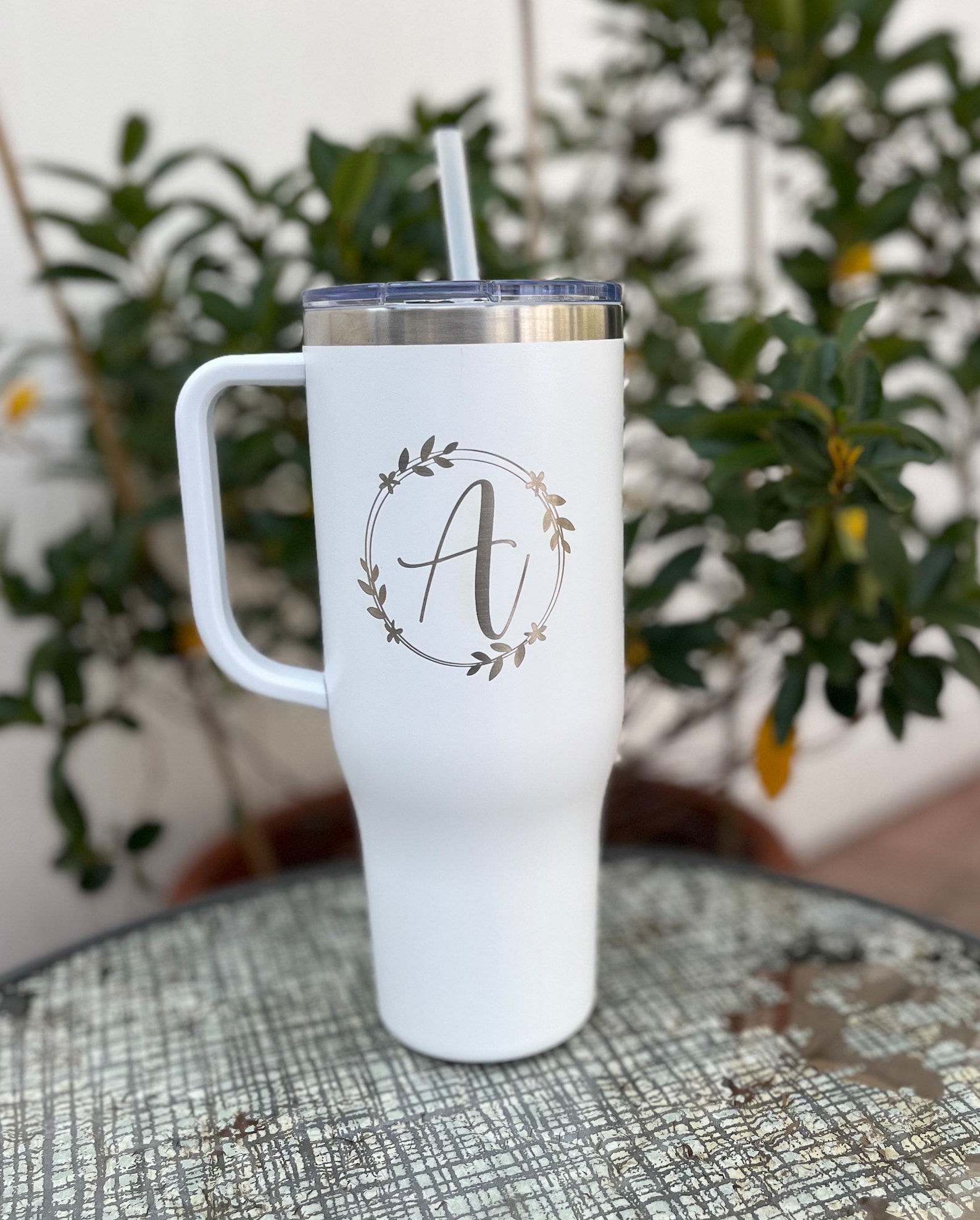 Large Personalized Cup With Handle Monogram to Go Cup Custom - Etsy