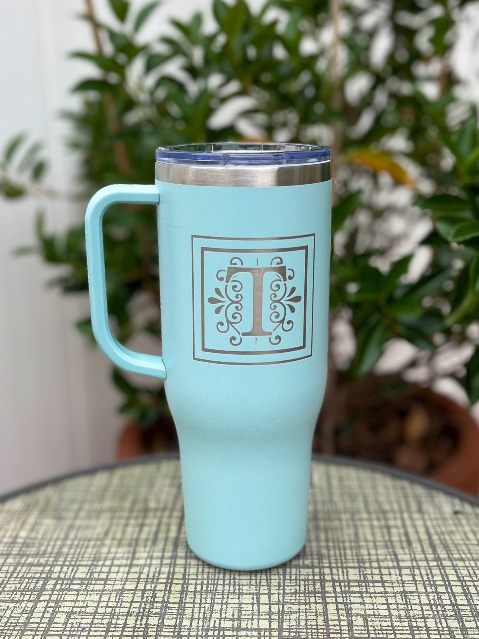 Large Personalized Cup With Handle Monogram to Go Cup Custom - Etsy