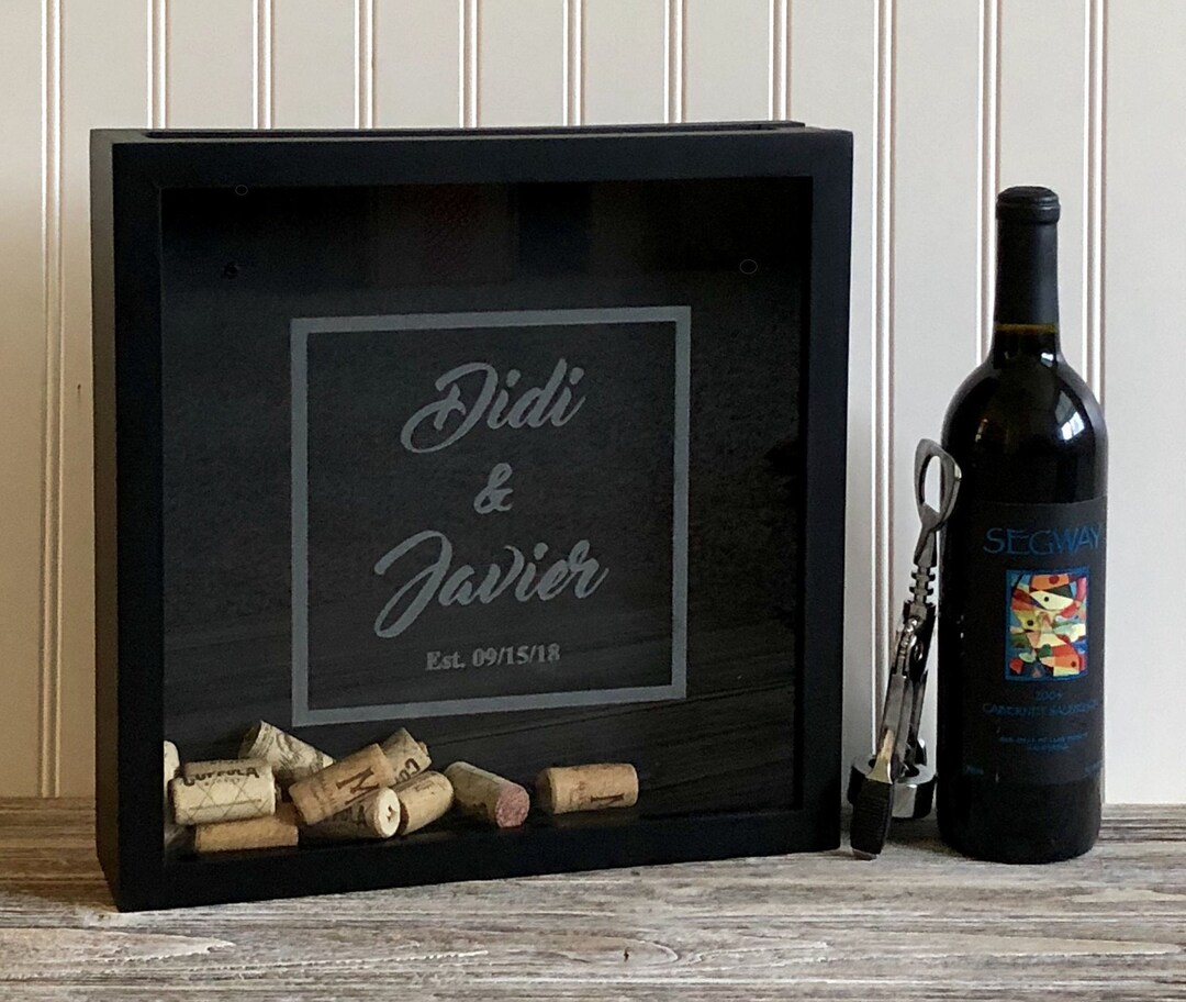 Personalized Wine Cork Shadow Box, Wedding, Engagement, Baby, Top ...