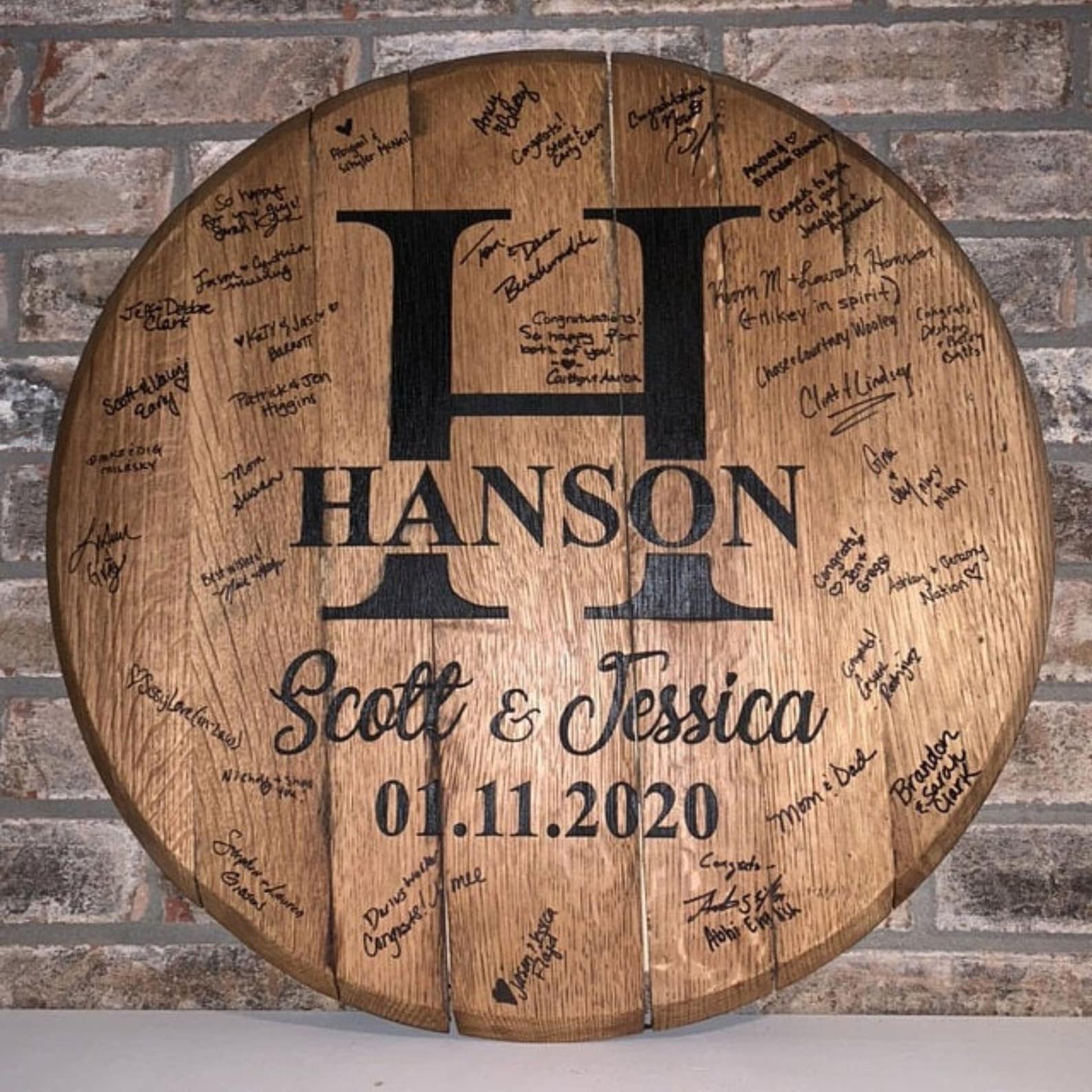Wedding Guest Book, Whiskey Bourbon Barrel Head, Rustic Wedding Sign ...