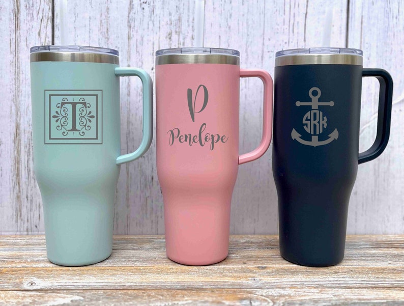 Large Personalized Cup With Handle, Monogram Water Bottle, Custom ...