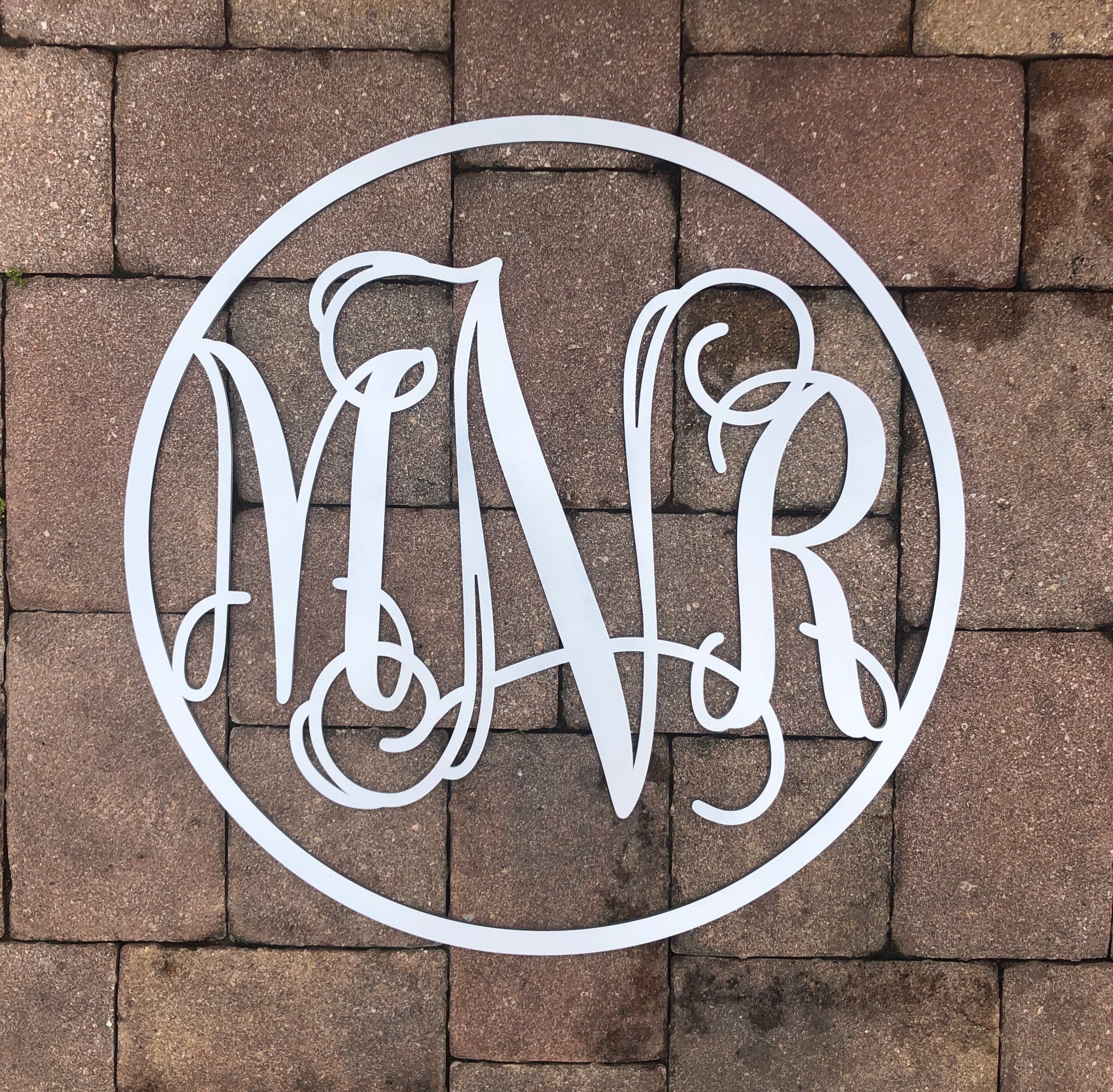 12" or 18" Wooden Vine Monogram Circle Plaque. 1/8" Baltic Birch Custom ...