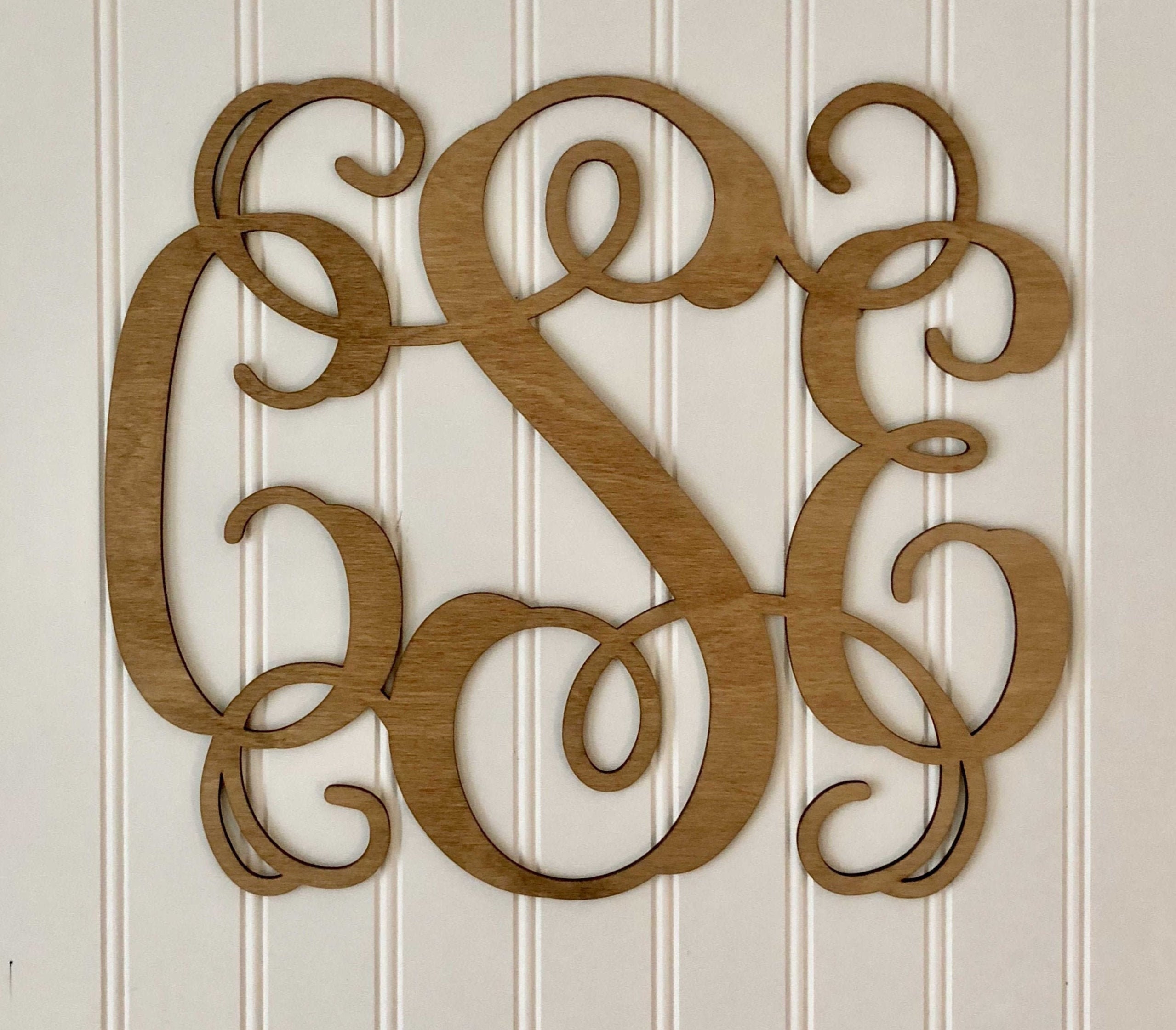 Monogram Wood Wall Decor, Personalized Vine Letter Wall Hanging, 24"h ...