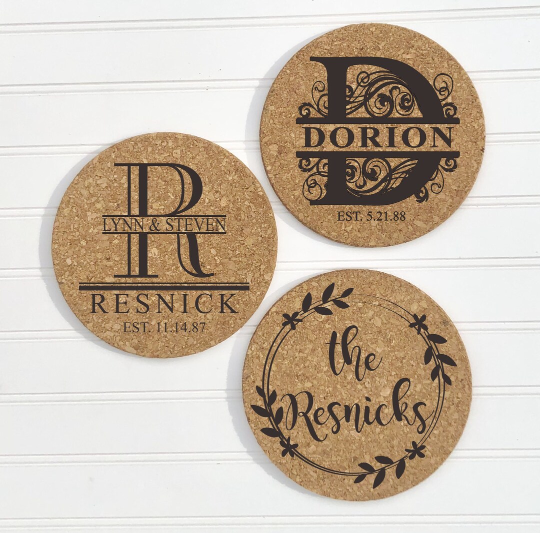 Personalized Cork Trivet, Monogram Hot Pad, Custom Pot Holder, Hot Pad ...
