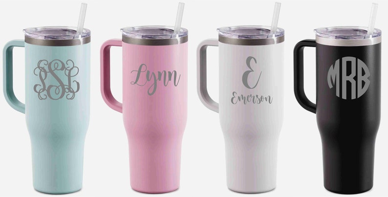 Large Personalized Cup With Handle Monogram to Go Cup Custom - Etsy