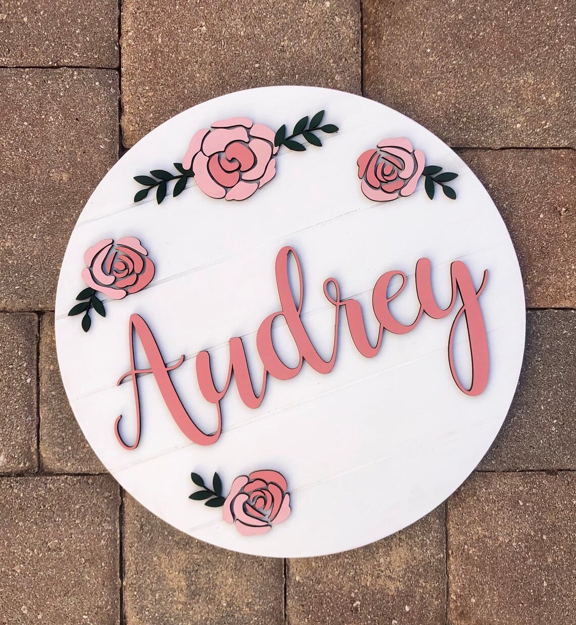 Wood Nursery Sign Girls Room Name Sign Floral Wood Shiplap | Etsy