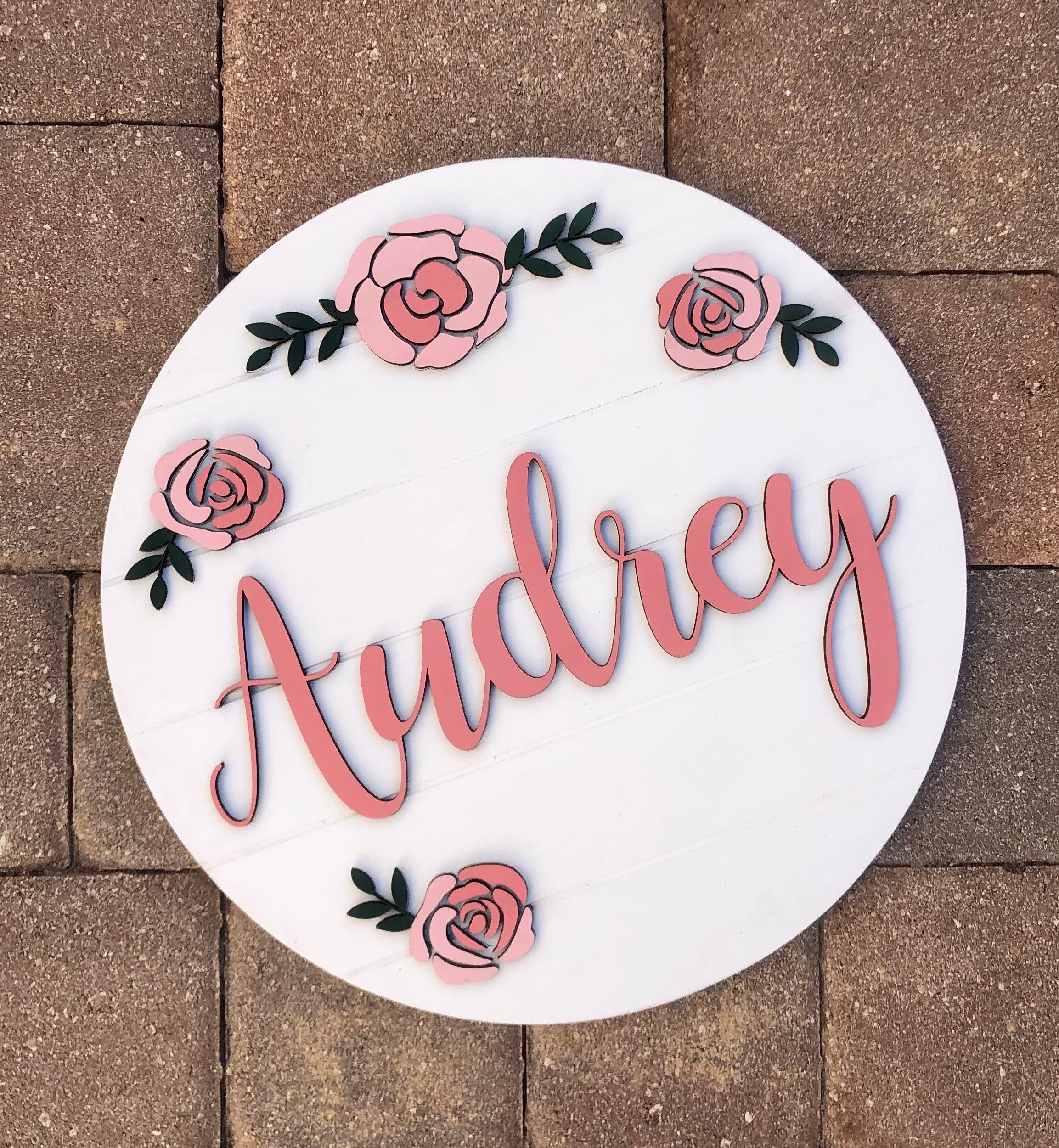 Wood Nursery Sign Girls Room Name Sign Floral Wood Shiplap | Etsy