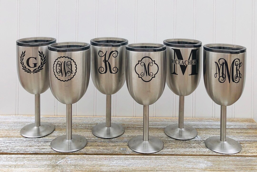 Personalized Wine Cup, Engraved Wine Tumbler With Stem, Custom Wine Cup ...