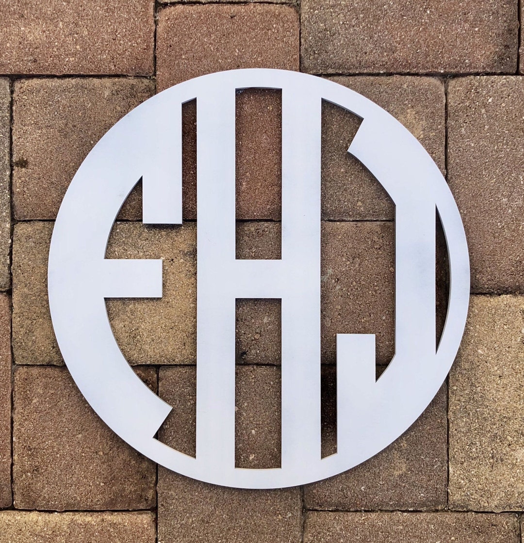 Circle Monogram, Custom 3 Initial Wood Hanging, Personalized Wall ...