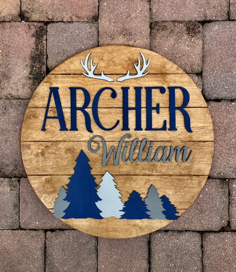 Nursery Name Sign Woodland Wood Name Sign Rustic Baby Name | Etsy