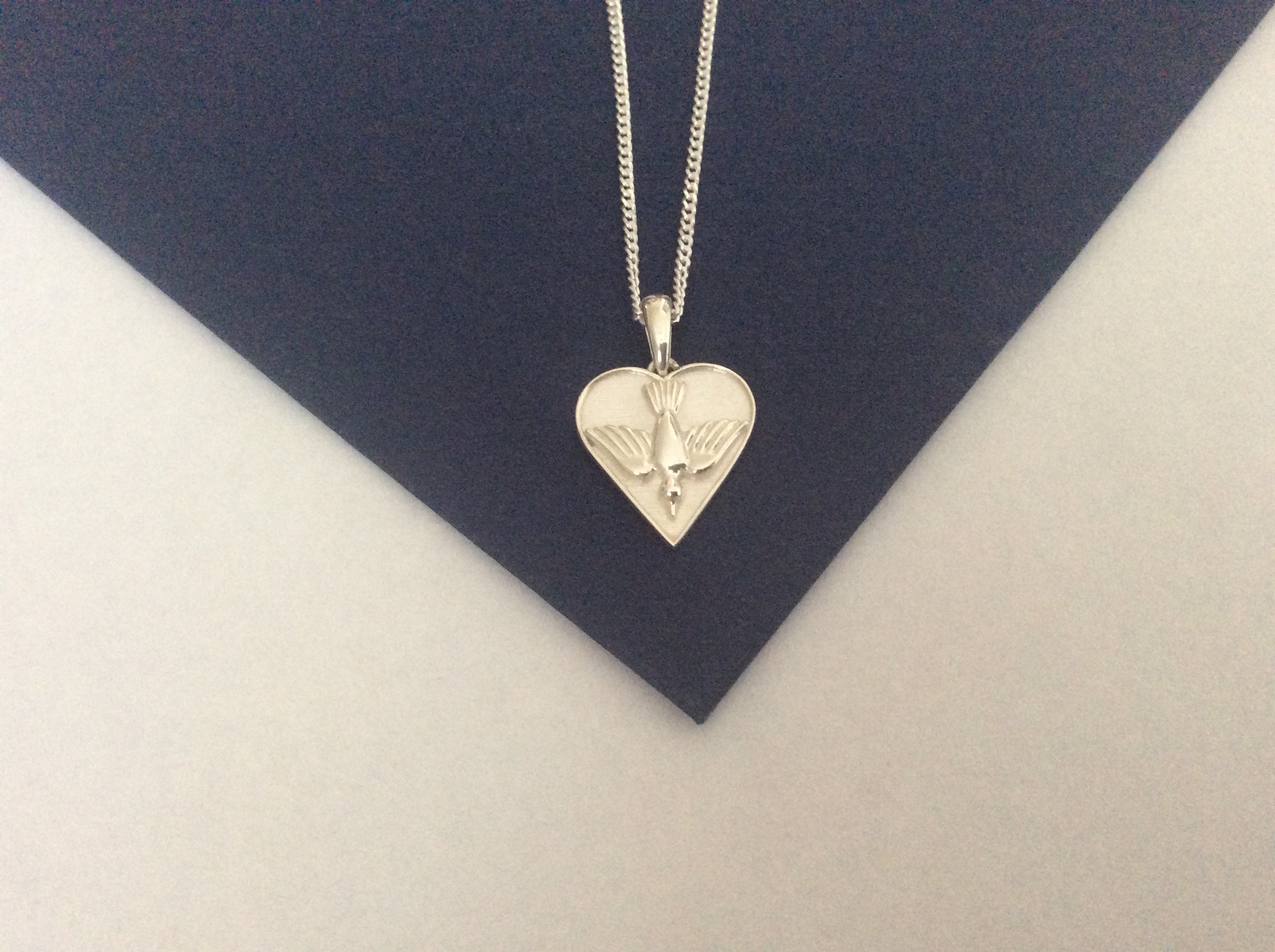 Holy Spirit Heart 925 Sterling Silver Catholic Pendant & - Etsy