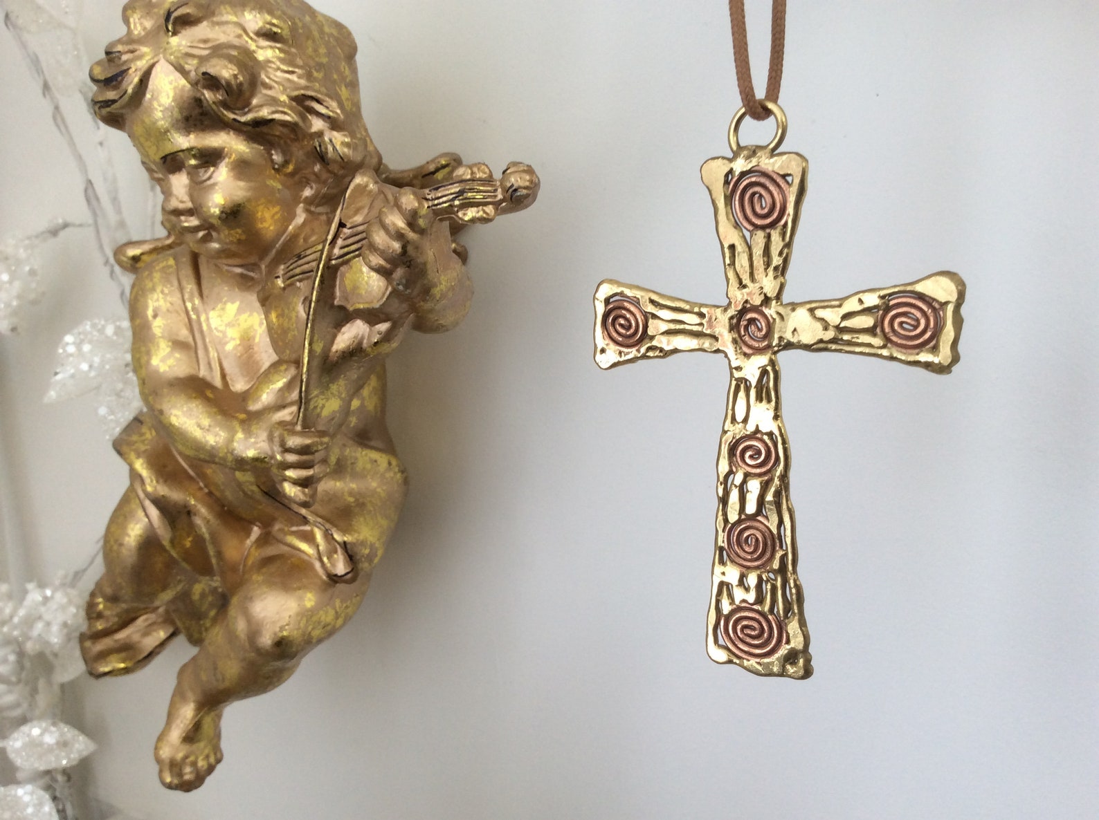 Brass Copper Cross Pendant, Perfect Cross Jewellery Gift for First ...