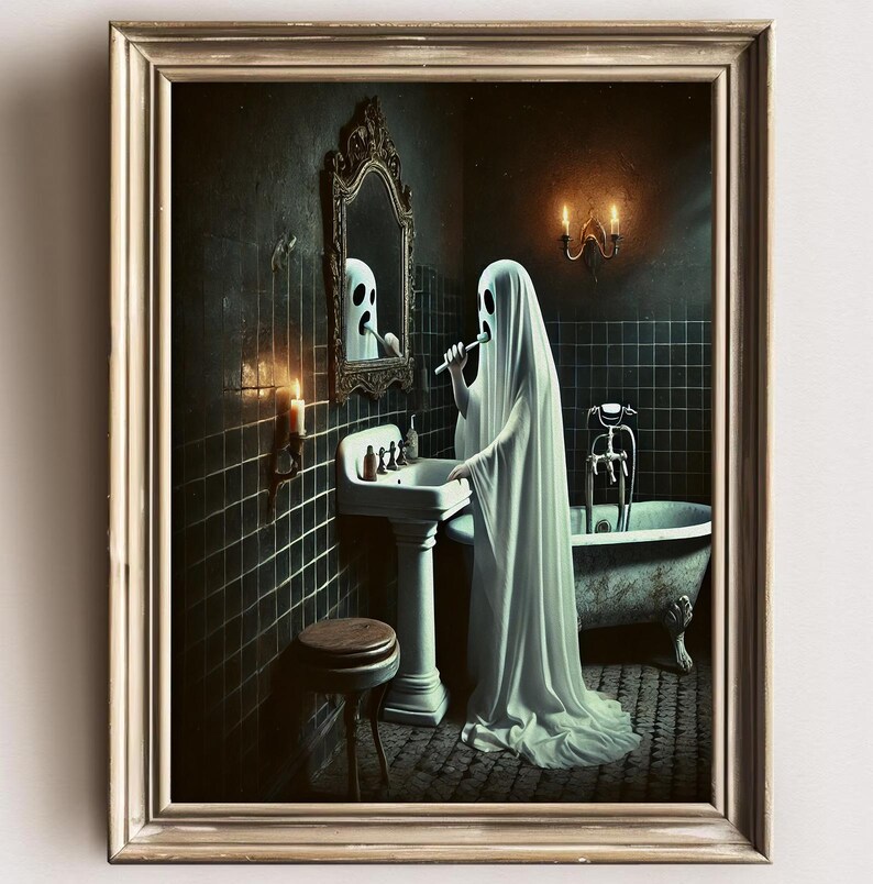 Spooky Halloween Wall Art | Ghost Toilet Art | Bathroom Halloween Decor ...