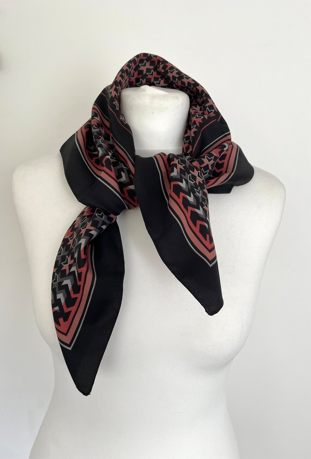 Vintage 1950's Scarf, 'st Michael's' Scarf, Black, Arrows, Crosses ...