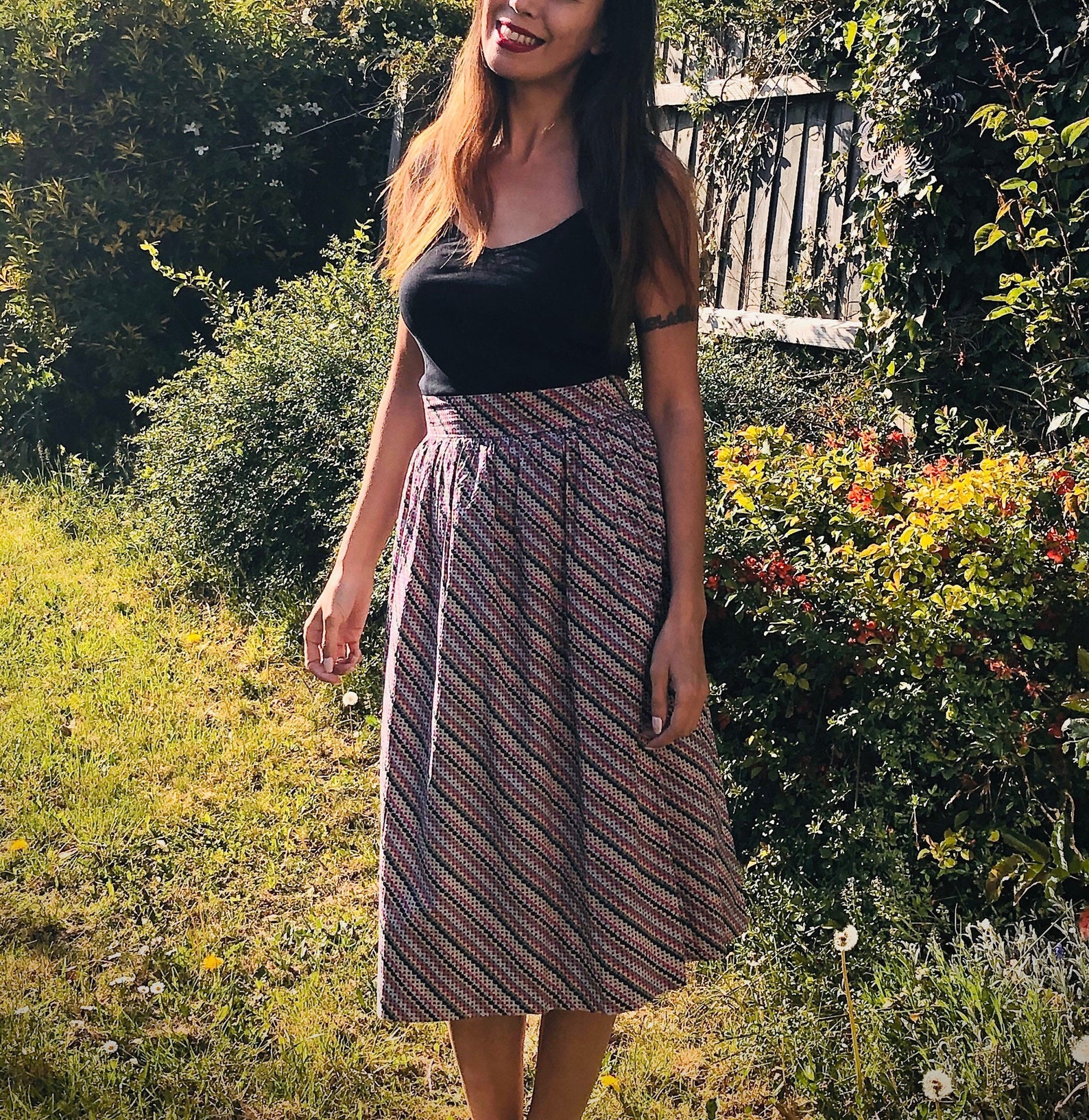 Vintage jaren 1980 rok Jaeger rok gestreepte A-lijn rok - Etsy Nederland