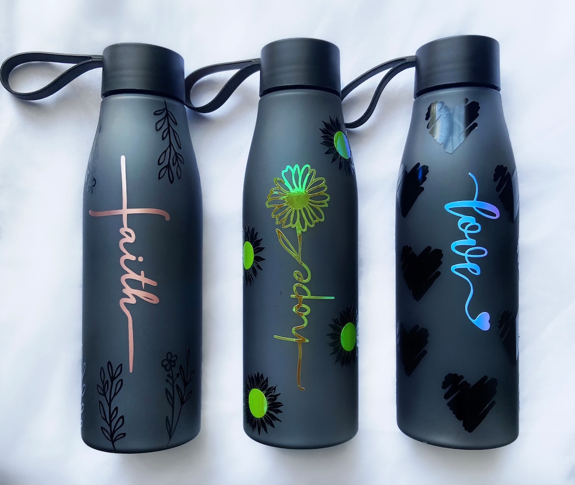 Faith, Hope, Love Water Bottle | 20oz Reusable Water Bottle | Water ...