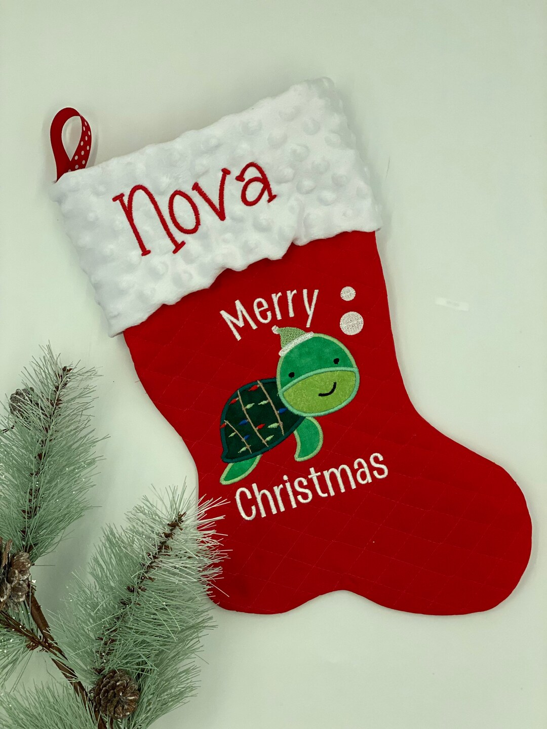 Monogrammed Christmas Turtle Stocking, Pet Turtle Stocking, Customized ...