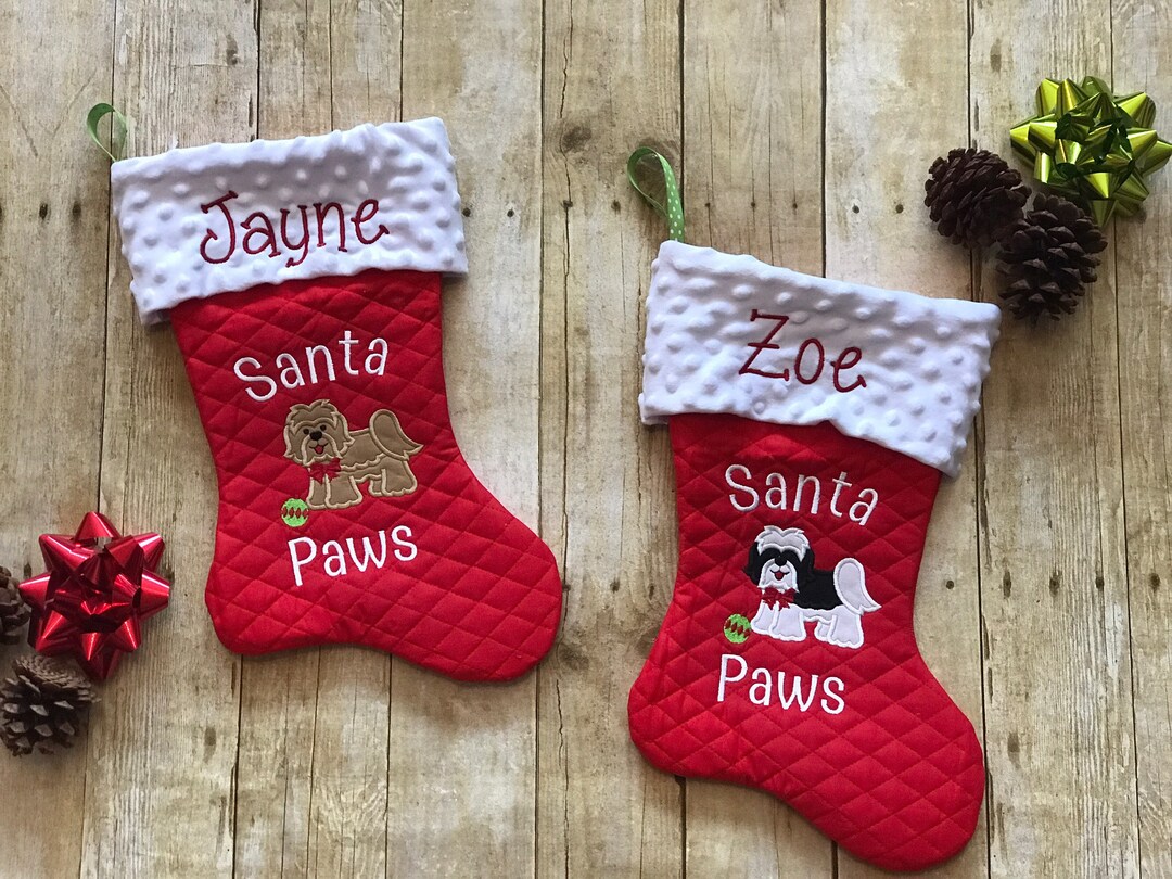 Monogrammed Pet Christmas Stocking, Dog Name on Stocking, Havanese Dog ...