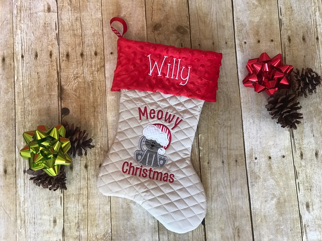 Monogrammed Pet Christmas Stocking, Personalized Cat Stocking, Kitty ...