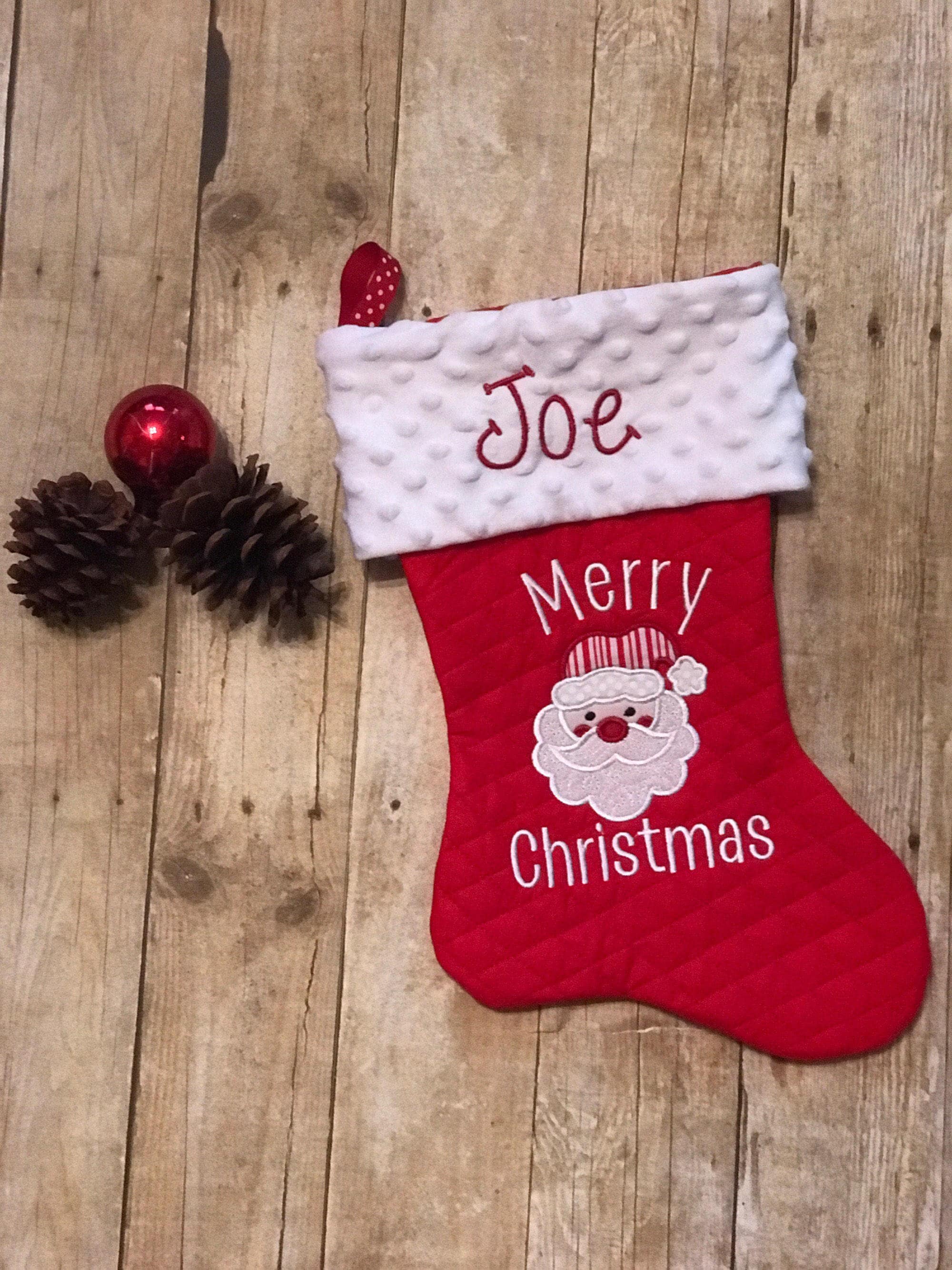 Monogrammed Christmas Stocking Name on Stocking Personalized - Etsy