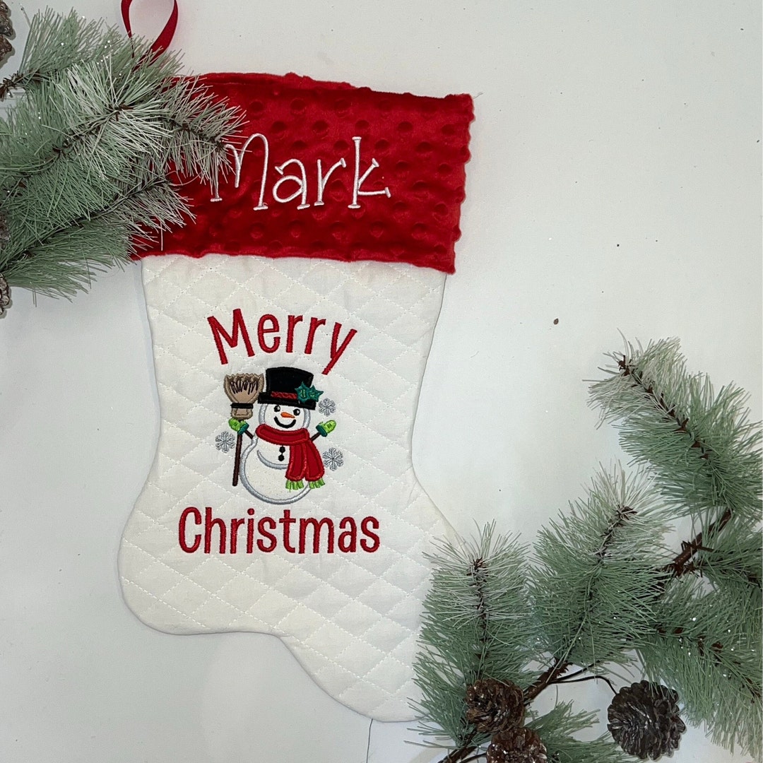 Monogrammed Christmas Stocking, Name on Stocking, Personalized Snowman ...
