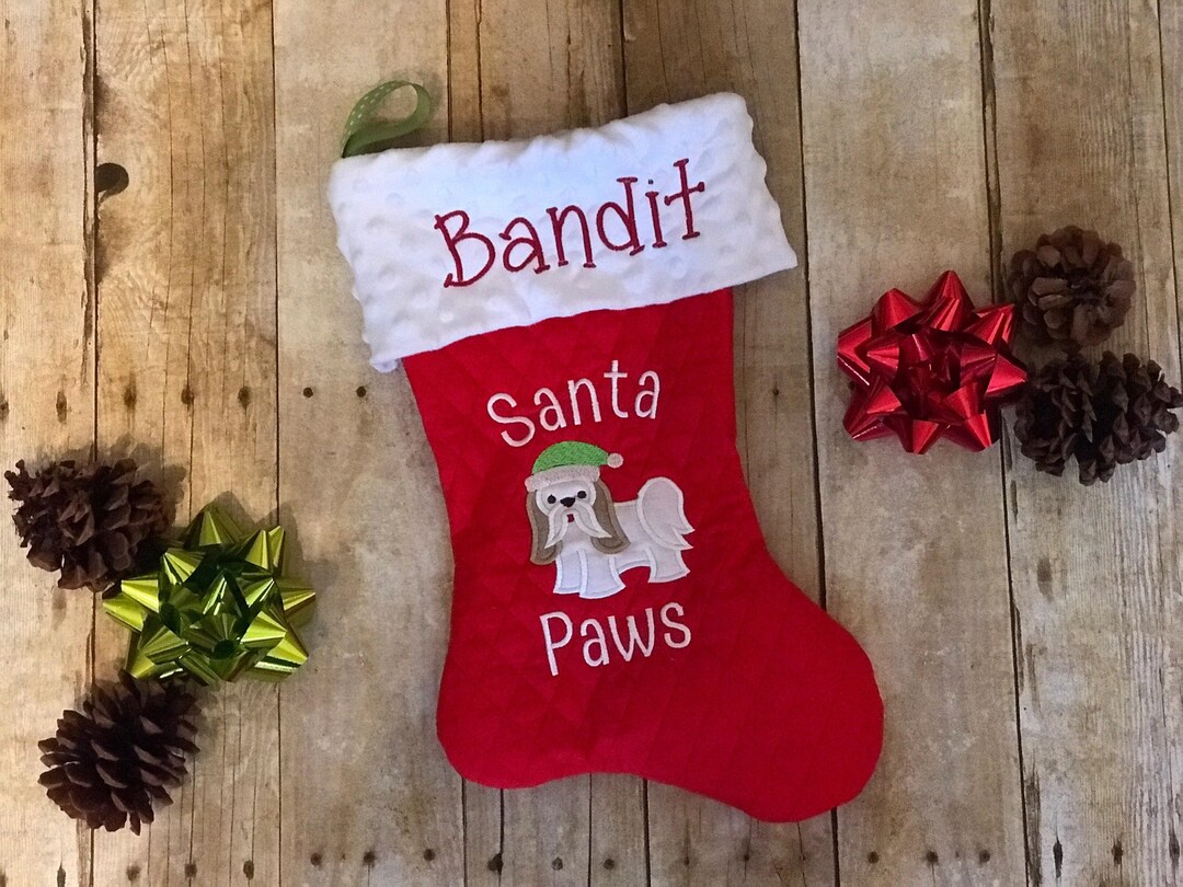 Monogrammed Pet Christmas Stocking, Personalized Dog Stocking, Shih Tzu ...